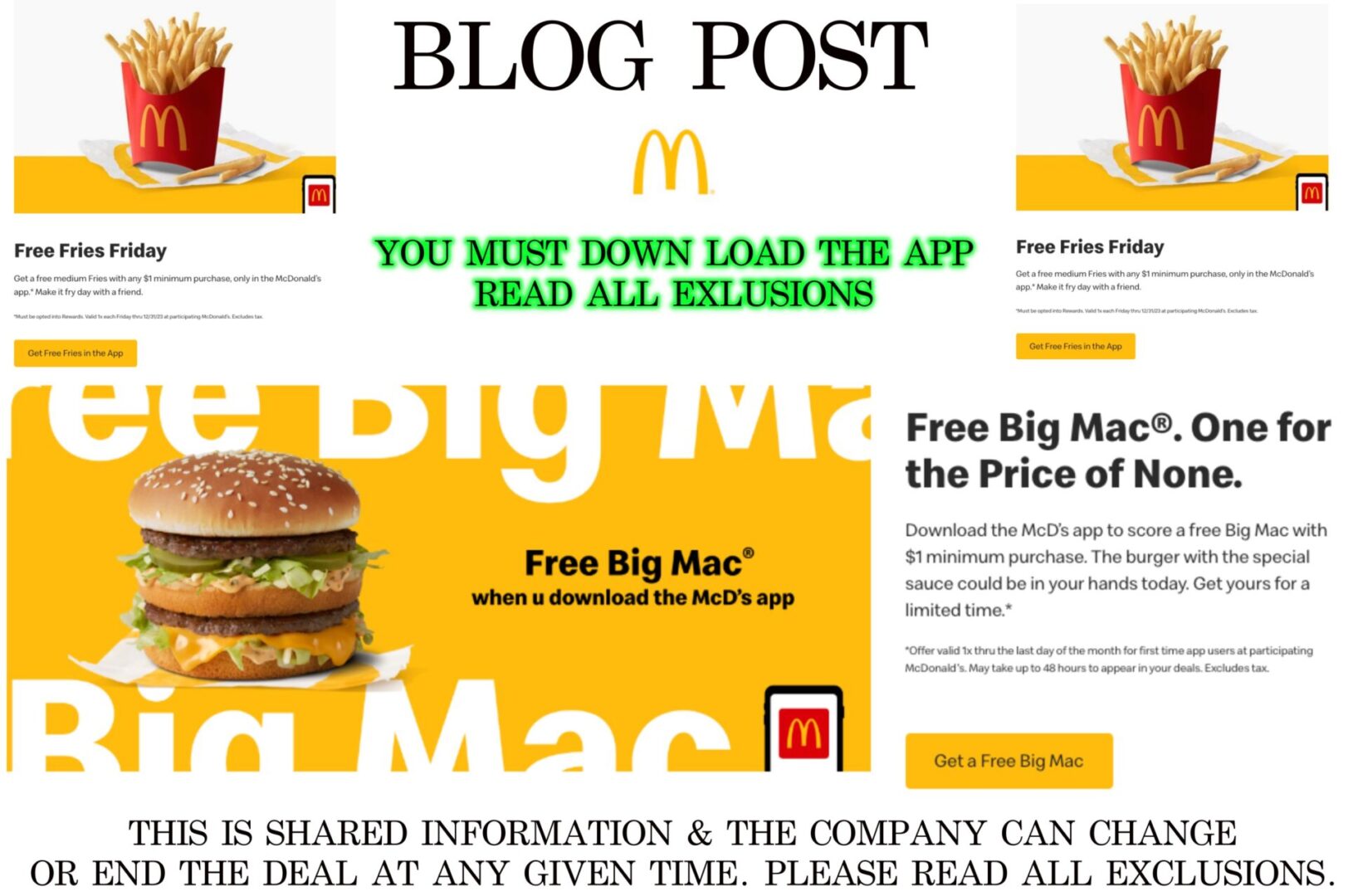MCDONALDS FOOD DEALS - Hot Bogos